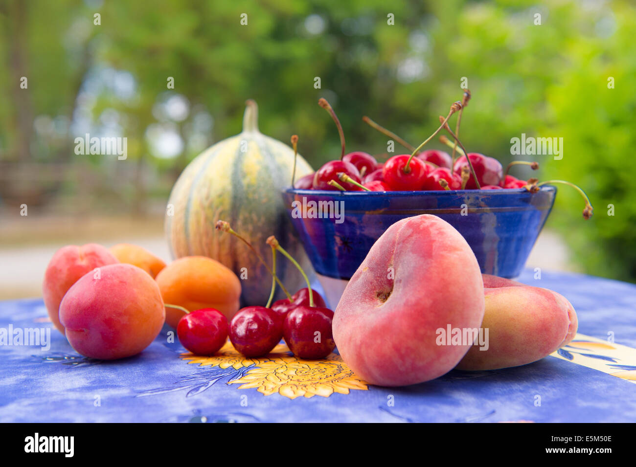 Still life with fresh fruit assortment outdoor Stock Photo - Alamy