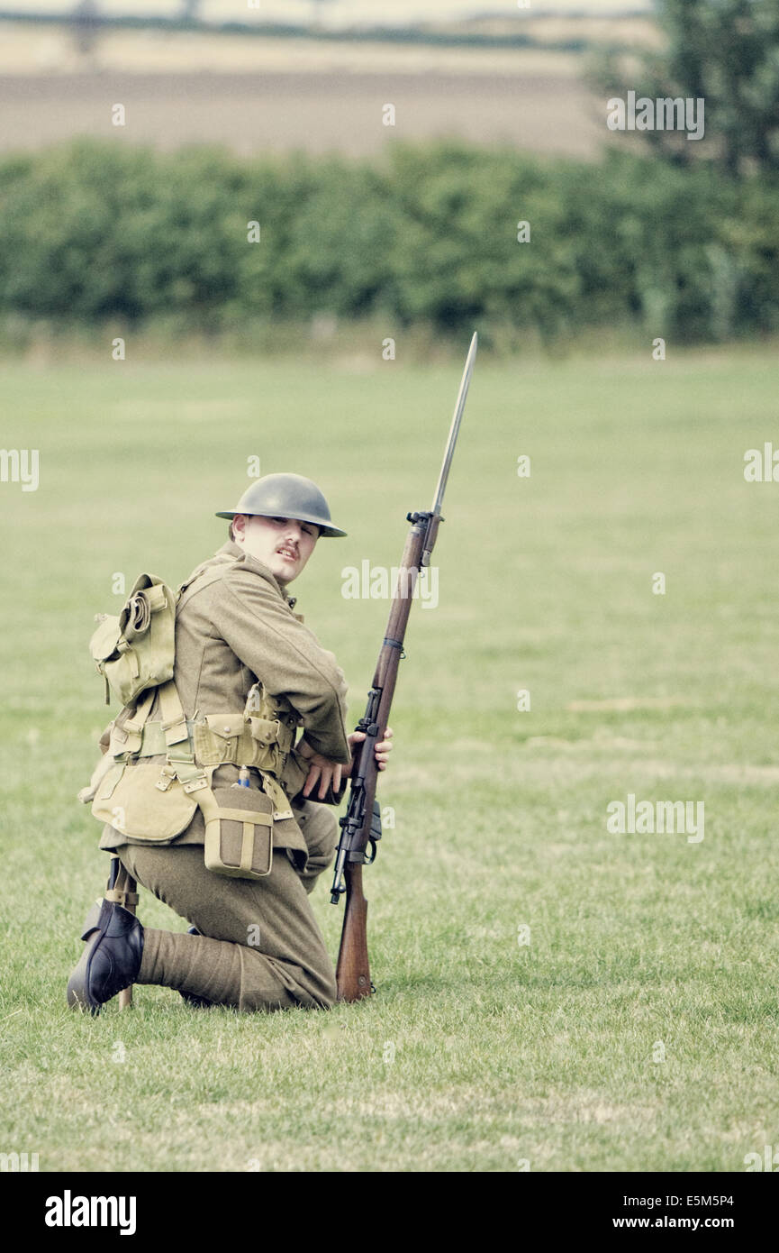 British Army Great War Soldier with Lee Enfield Rifle Sword Bayonet & 1908 Pattern webbing Stock ...