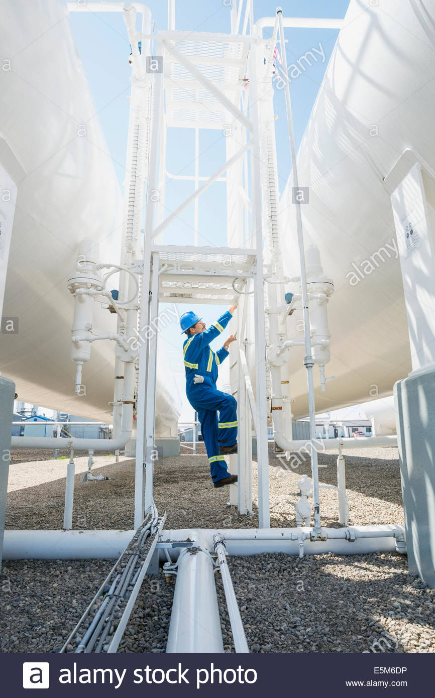 Ladder For Climbing Up Storage Tank Stock Photos & Ladder For Climbing ...
