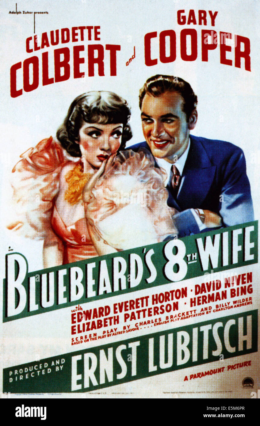 BLUEBEARD'S EIGHTH WIFE, Claudette Colbert, Gary Cooper, 1938 Stock ...