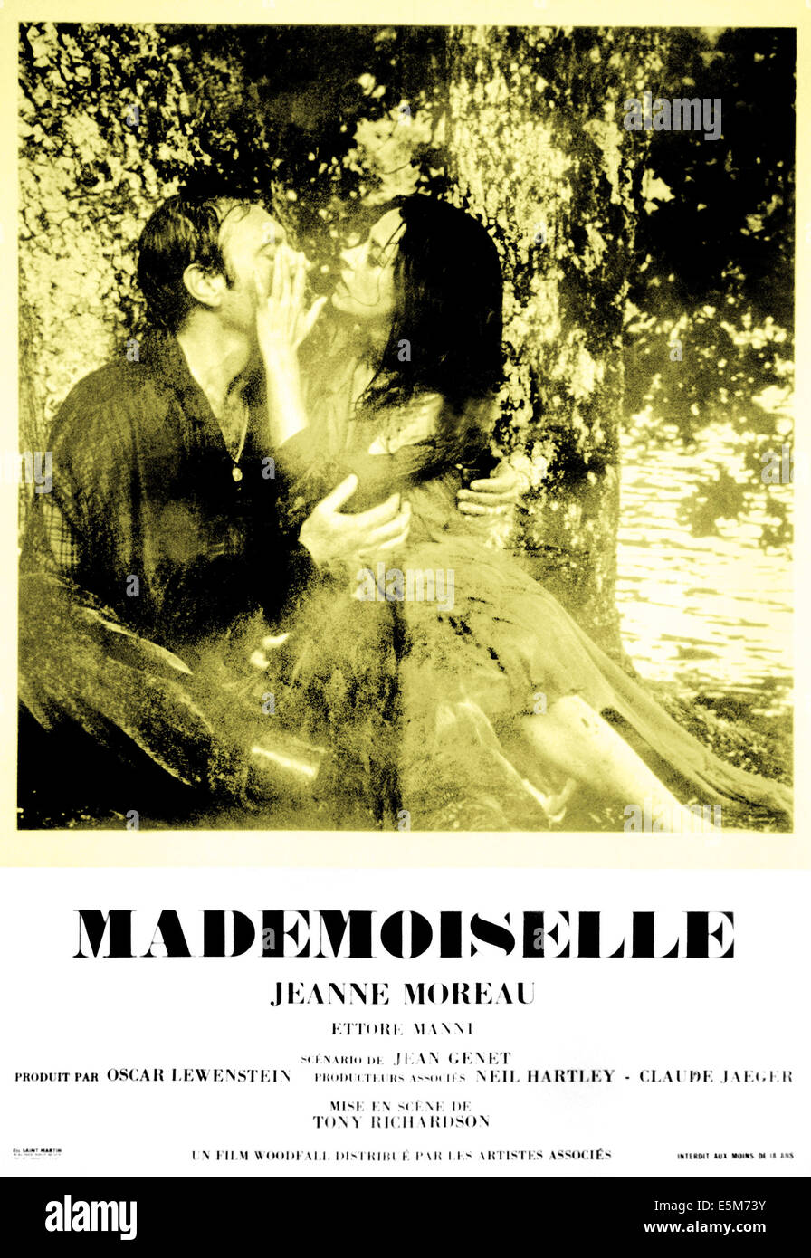 MADEMOISELLE, from left: Ettore Manni, Jeanne Moreau, 1966 Stock Photo ...