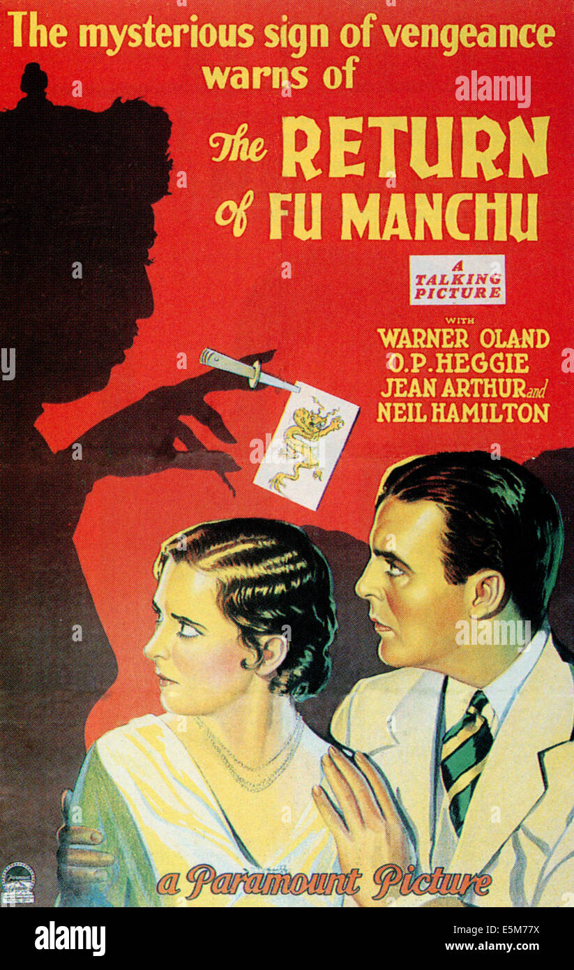 THE RETURN OF DR. FU MANCHU, Jean Arthur, Neil Hamilton, 1930 Stock ...