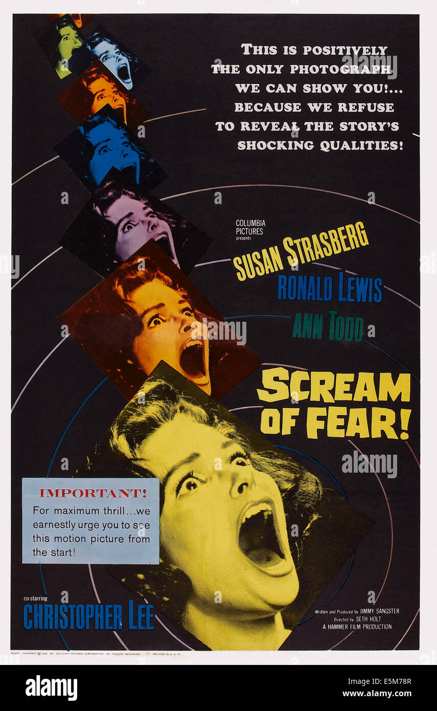 SCREAM OF FEAR, (aka TASTE OF FEAR), Susan Strasberg, 1961 Stock Photo ...
