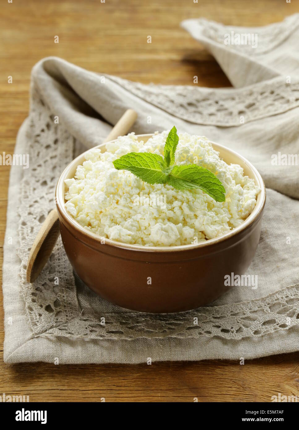 fresh dairy curd in a ceramic bowl, rustic style Stock Photo - Alamy