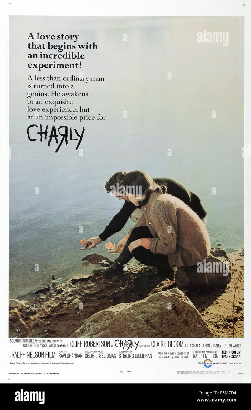 CHARLY, US poster, Claire Bloom, Cliff Robertson, 1968 Stock Photo - Alamy