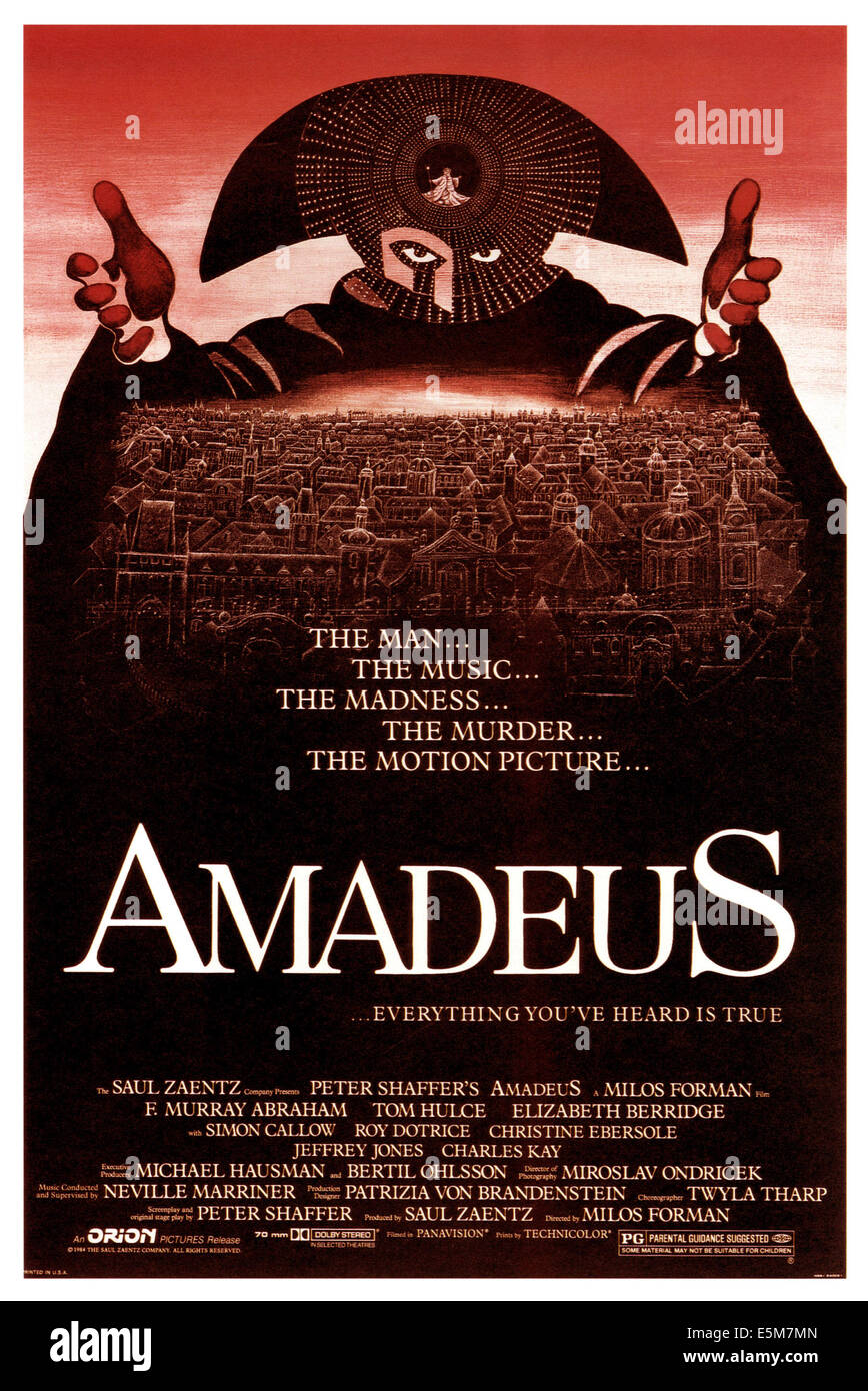 AMADEUS, poster, 1984, (c)Orion / Courtesy: Everett Collection Stock ...