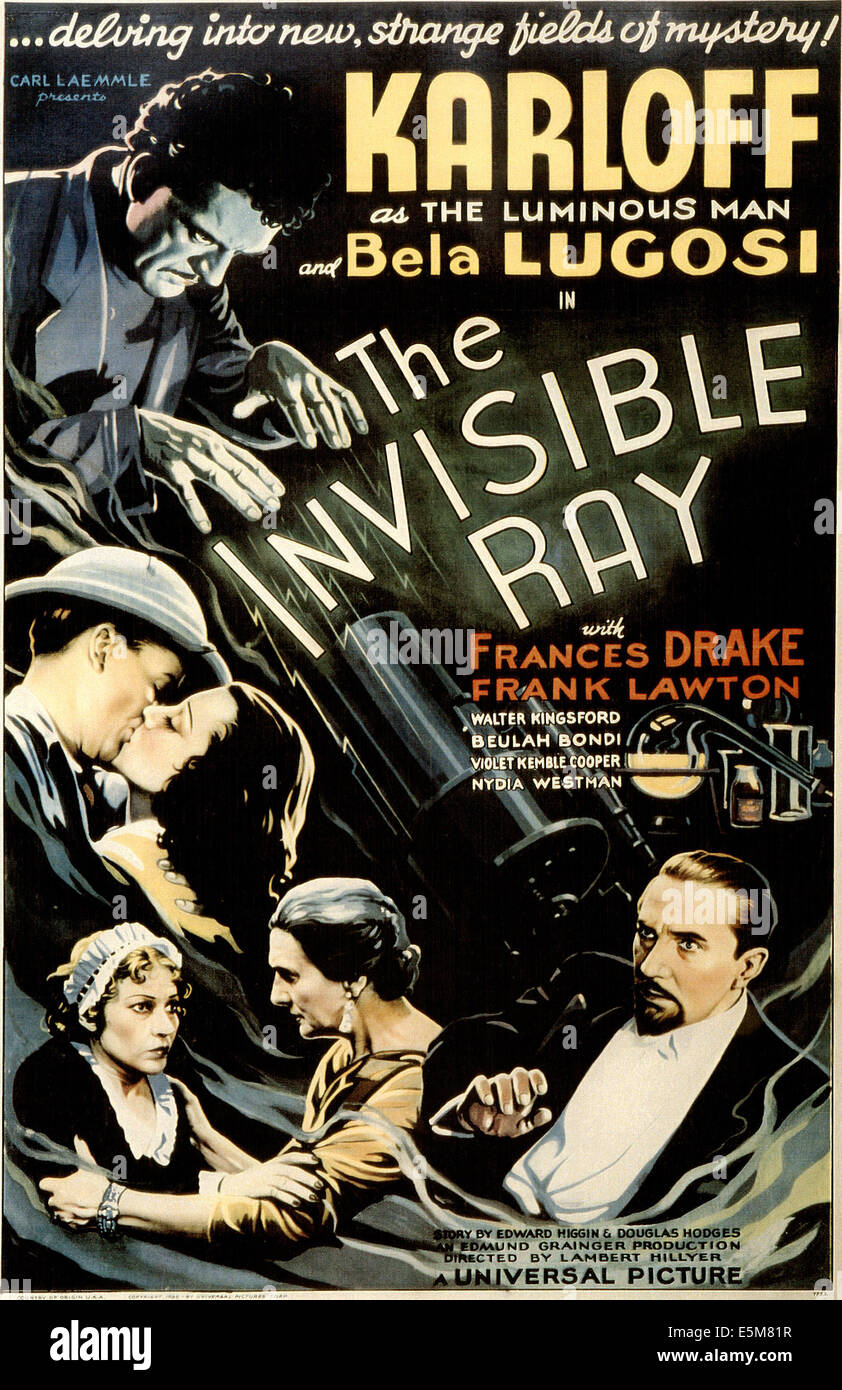THE INVISIBLE RAY, Boris Karloff, Frank Lawton, Frances Drake, Inez ...