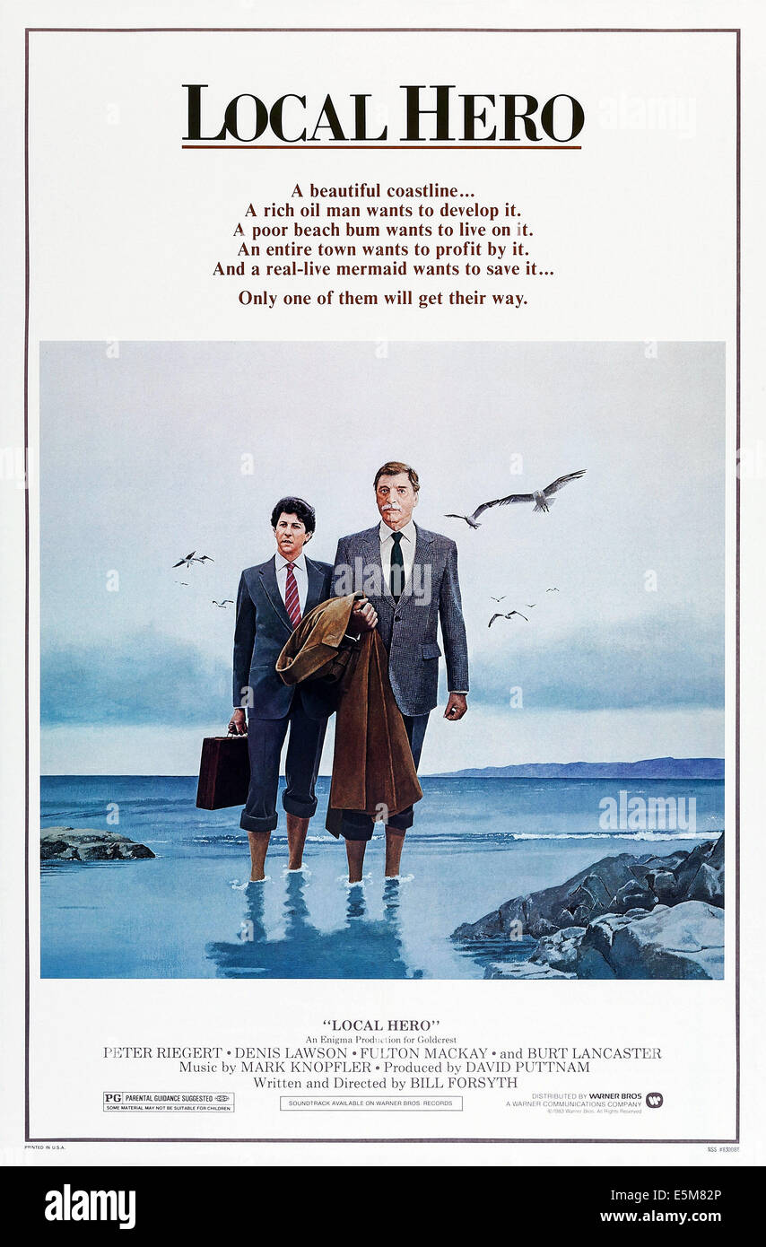 LOCAL HERO, US poster art, from left: Peter Riegert, Burt Lancaster ...
