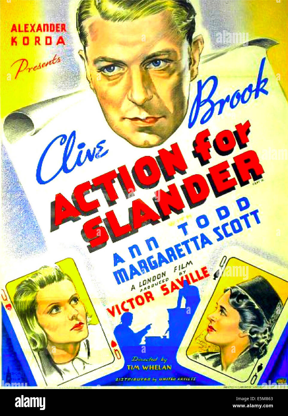 ACTION FOR SLANDER, US poster art, clockwise from top: Clive Brook ...