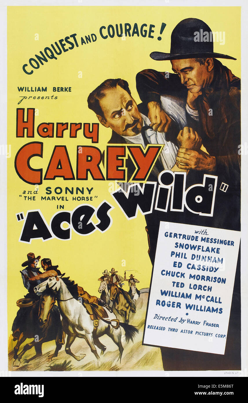 ACES WILD, US poster art, from left: Theodore Lorch, Harry Carey, 1936 ...