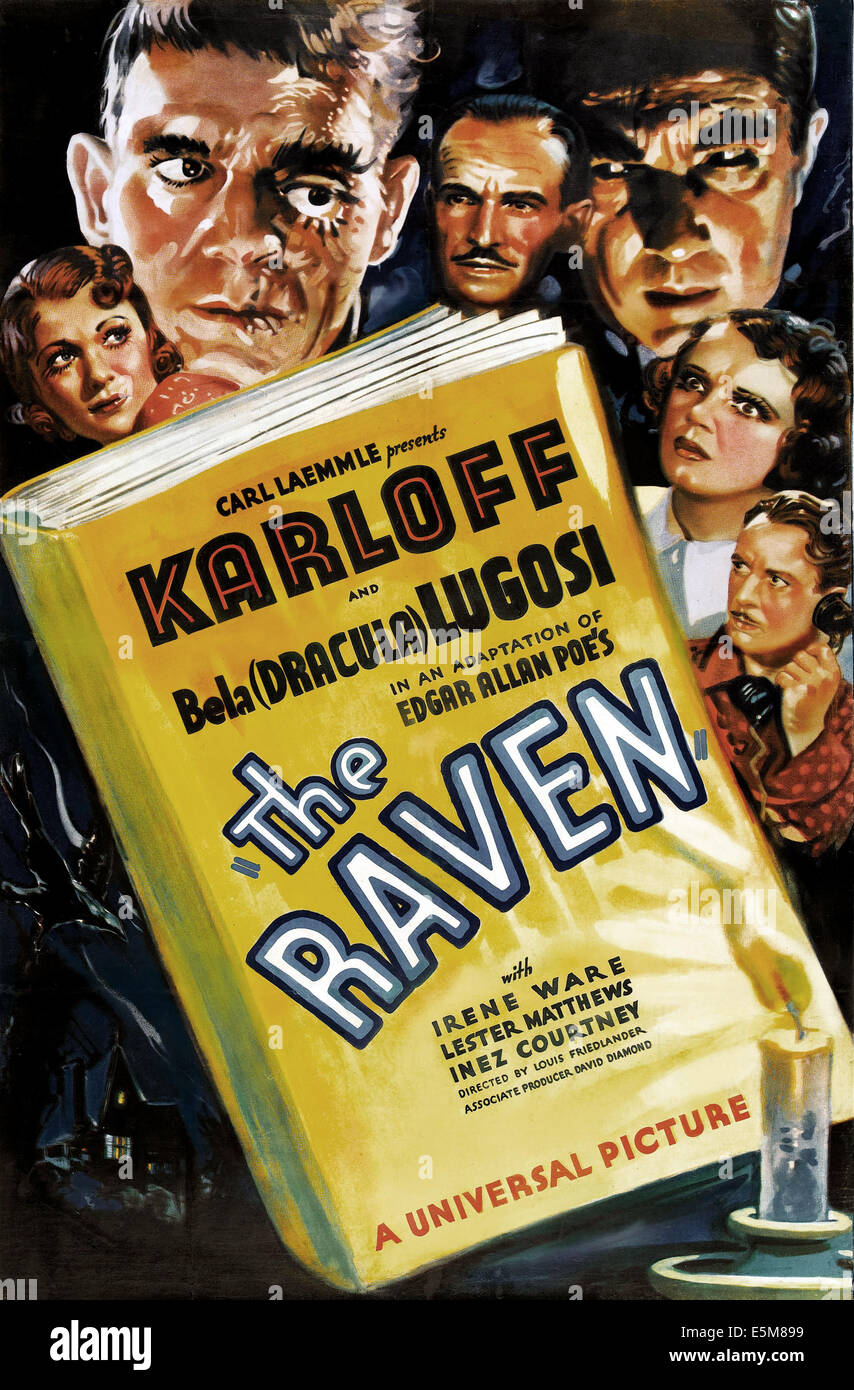 THE RAVEN, from left: Irene Ware, Boris Karloff, Ian Wolfe, Bela Lugosi ...
