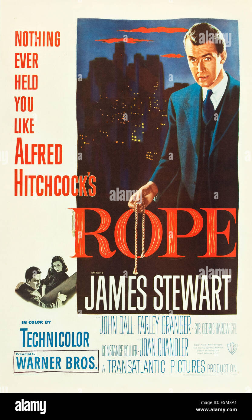 ROPE, poster art, James Stewart, 1948 Stock Photo - Alamy