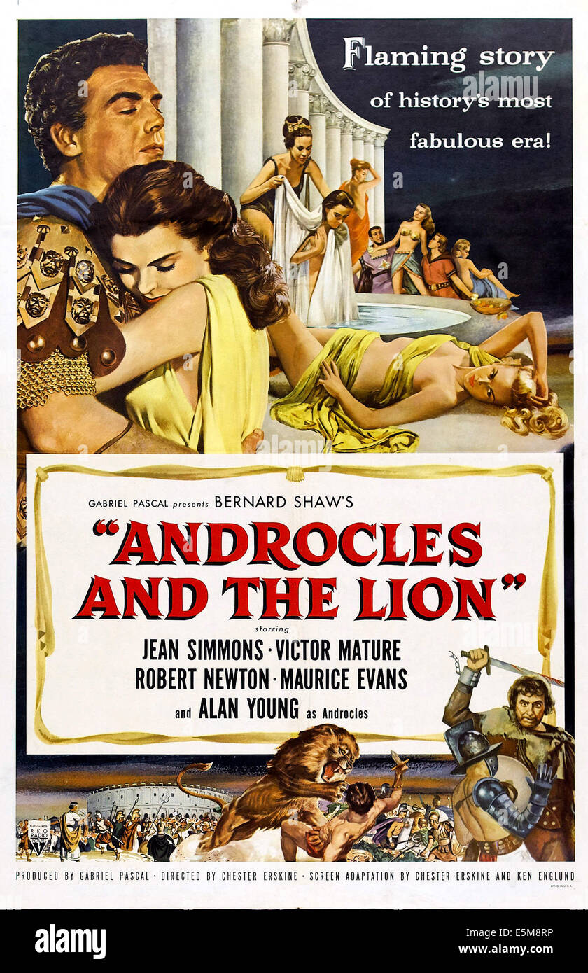 ANDROCLES AND THE LION, U.S. poster art, top left: Victor Mature, Jean ...