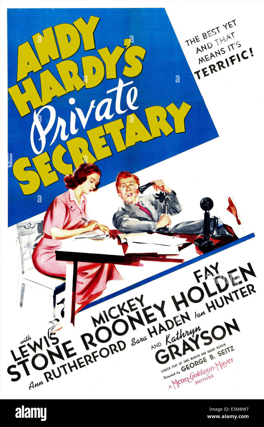 ANDY HARDY'S PRIVATE SECRETARY, US poster, Kathryn Grayson, Mickey ...