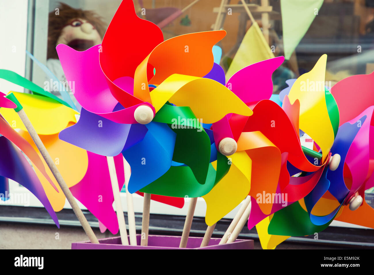 Colorful pinwheels in toy store Stock Photo - Alamy