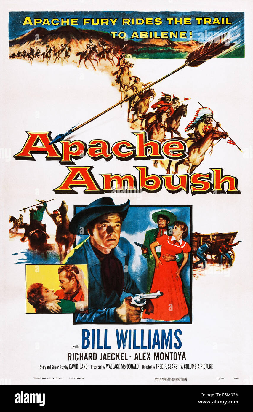 APACHE AMBUSH, US poster, Bill Williams (center), 1955 Stock Photo - Alamy