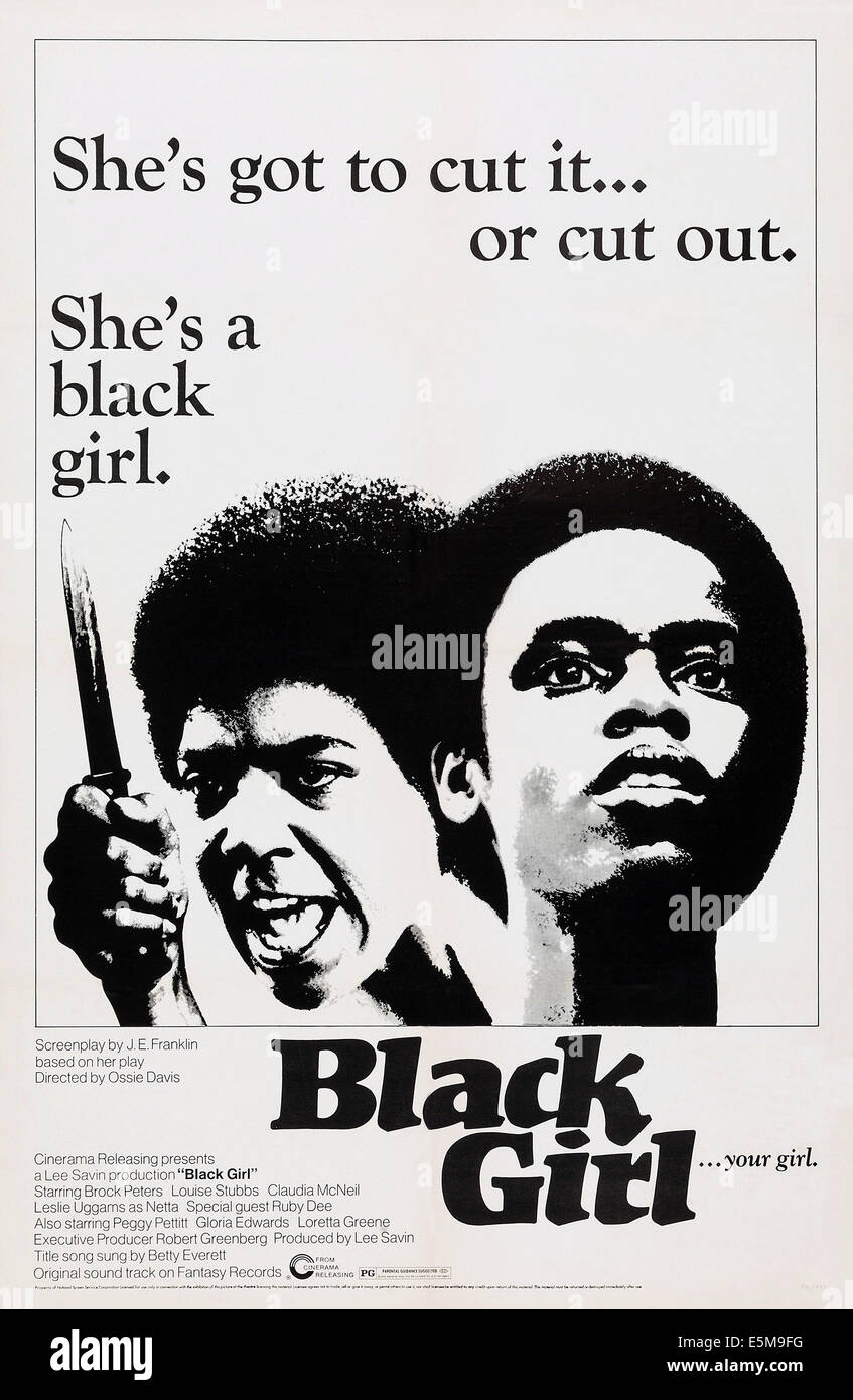BLACK GIRL, l-r: Gloria Edwards, Peggy Pettitt on poster art, 1972 ...