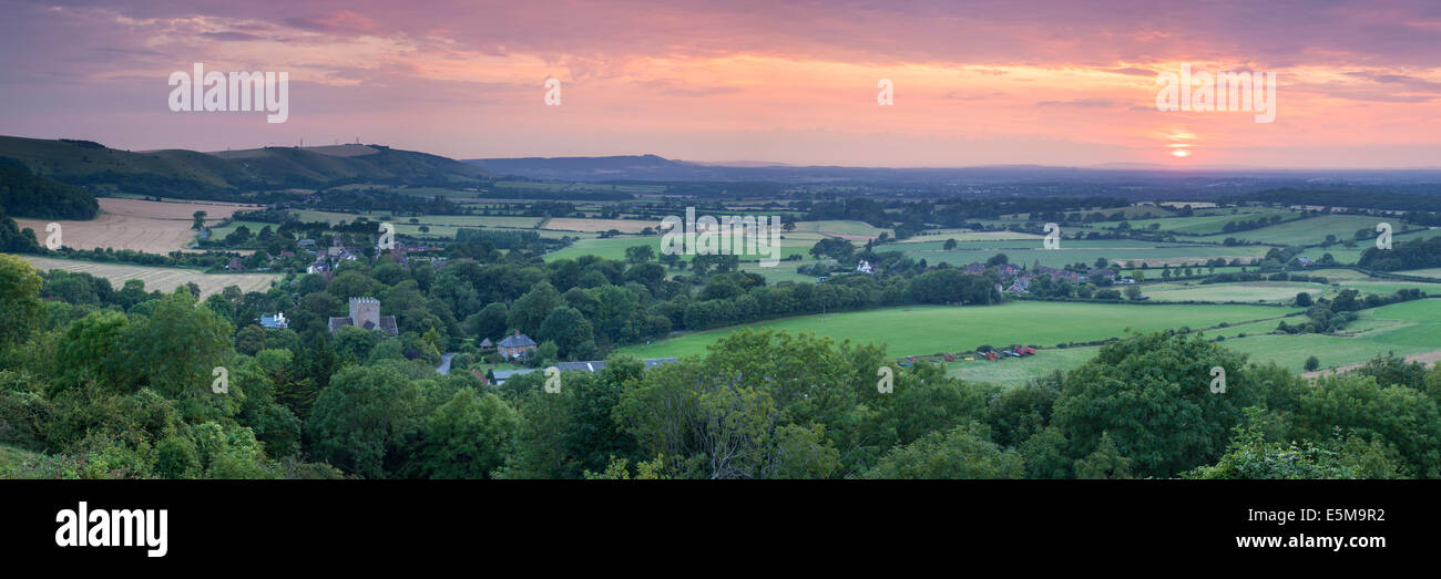 Panoramic view of the South Downs and the Low Weald in West Sussex ...