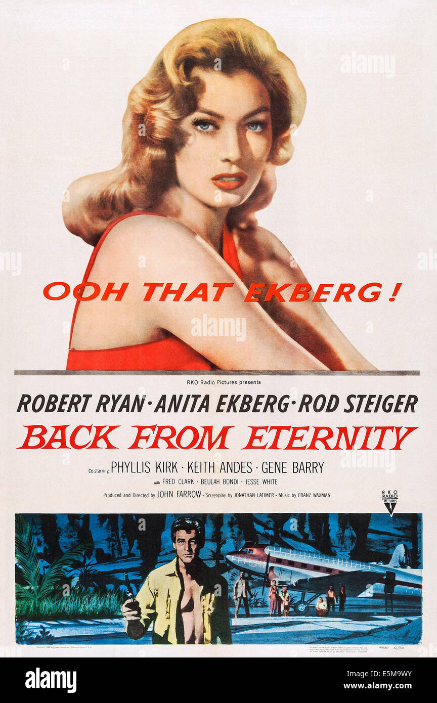 BACK FROM ETERNITY, from top: Anita Ekberg, Robert Ryan on poster art, 1956 Stock Photo - Alamy