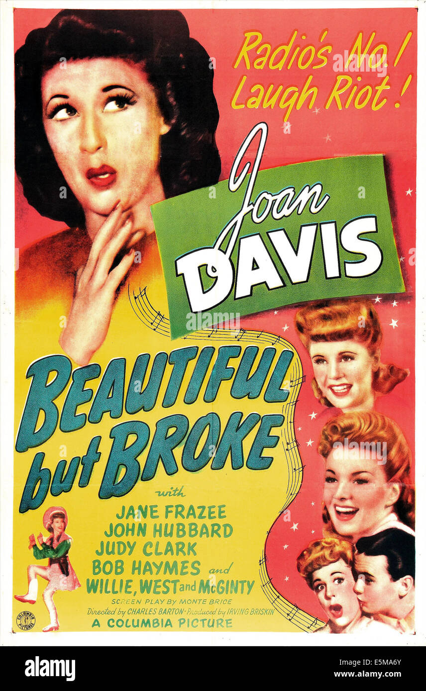 BEAUTIFUL BUT BROKE, US poster, top from left: Joan Davis, Judy Clark ...