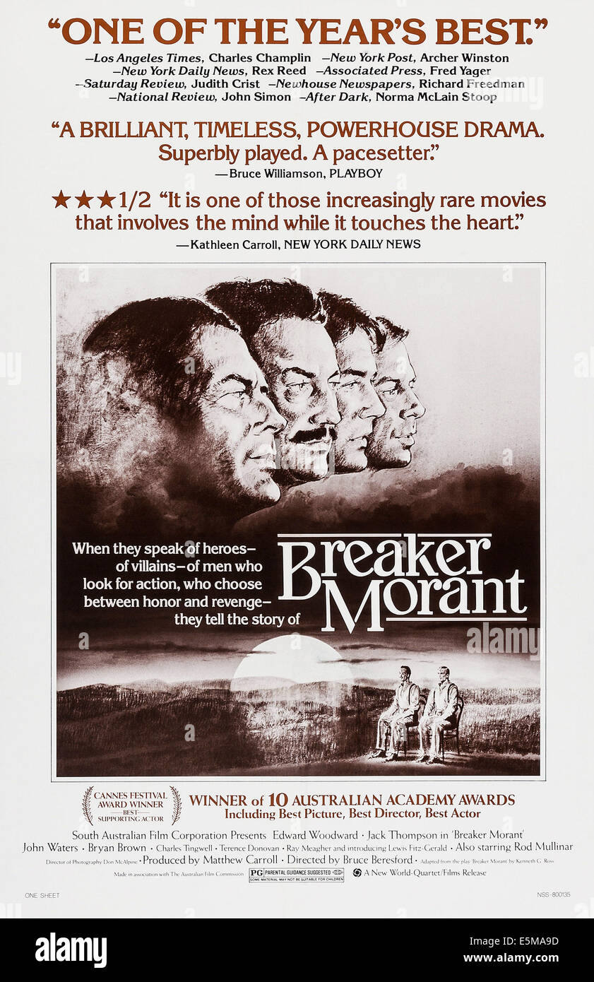 BREAKER MORANT, l-r: Edward Woodward, Bryan Brown, Lewis Fitz-Gerald ...