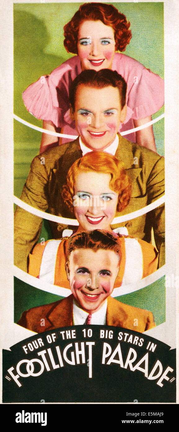 FOOTLIGHT PARADE, US poster, from top: Ruby Keeler, James Cagney, Joan ...