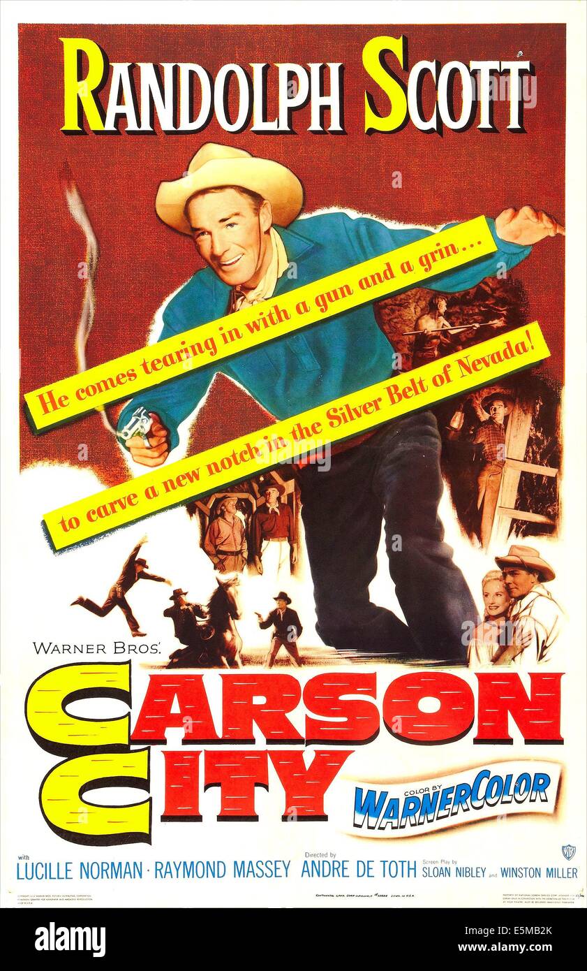 CARSON CITY, US poster, Randolph Scott, 1952 Stock Photo - Alamy