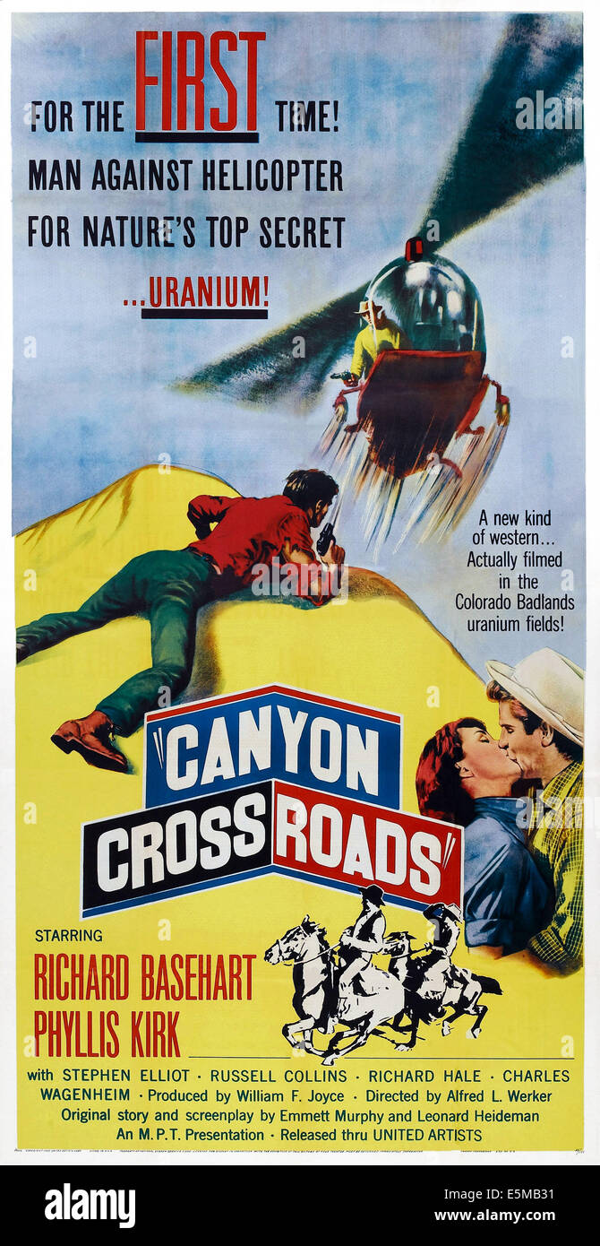 CANYON CROSSROADS, US poster, kissing from left: Phyllis Kirk, Richard ...