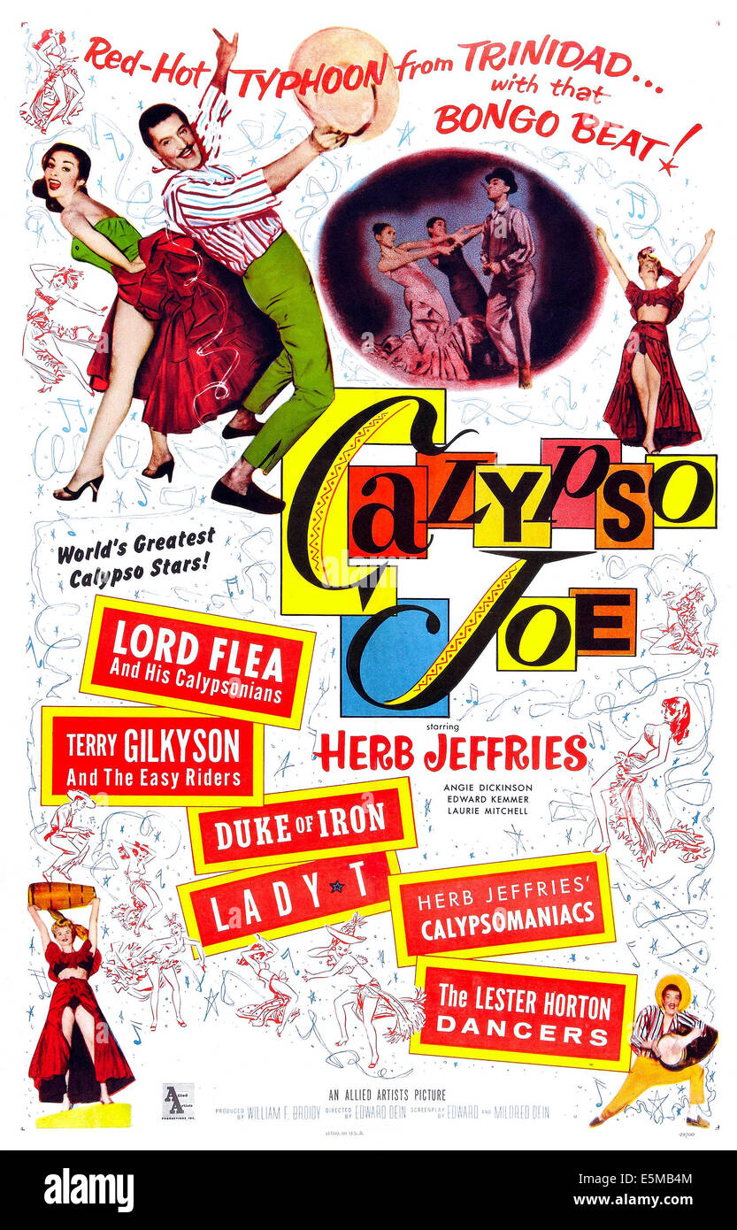 CALYPSO JOE, US poster, top from left: Angie Dickinson, Herb Jeffries ...