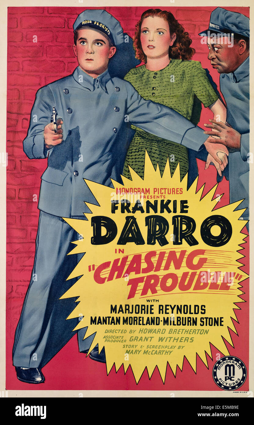 CHASING TROUBLE, from left, Frankie Darro, Marjorie Reynolds, Mantan Moreland, 1940 Stock Photo ...