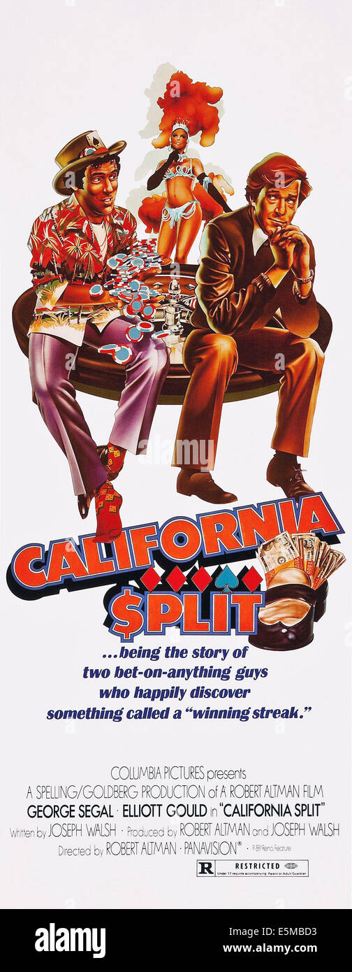CALIFORNIA SPLIT, US poster art, Elliott Gould, George Segal, 1974 ...