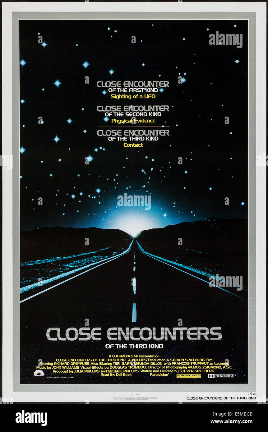 CLOSE ENCOUNTERS OF THE THIRD KIND, U.S. poster art, 1977 Stock Photo ...