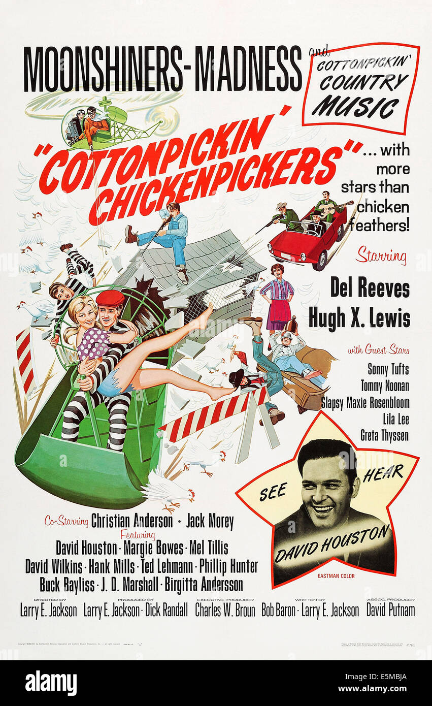 COTTONPICKIN' CHICKENPICKERS, US poster, David Houston, 1967 Stock ...