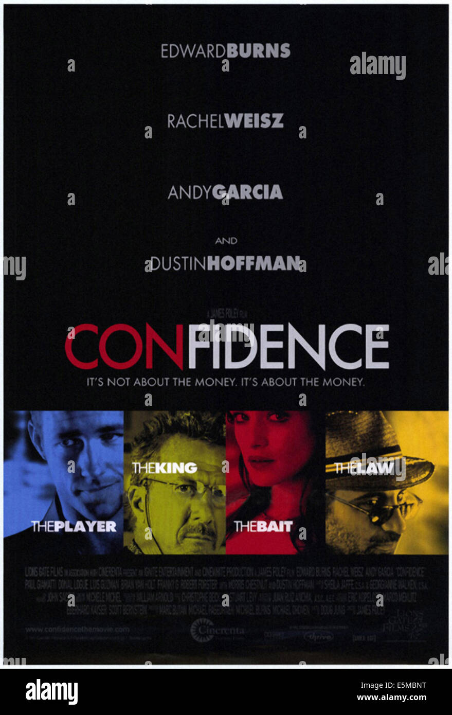 CONFIDENCE, Edward Burns, Dustin Hoffman, Rachel Weisz, Andy Garcia ...