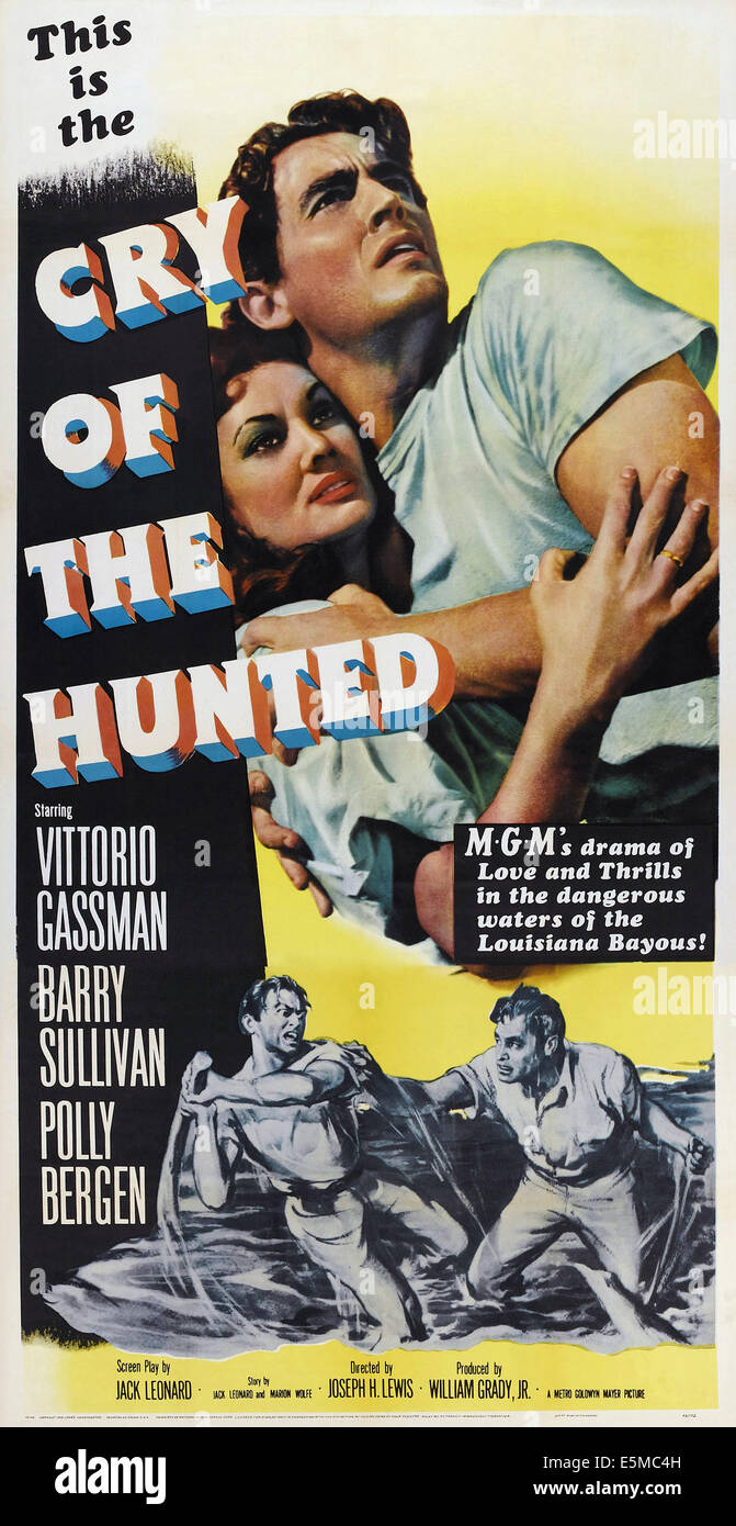 CRY OF THE HUNTED, US poster, top from left: Polly Bergen, Vittorio ...