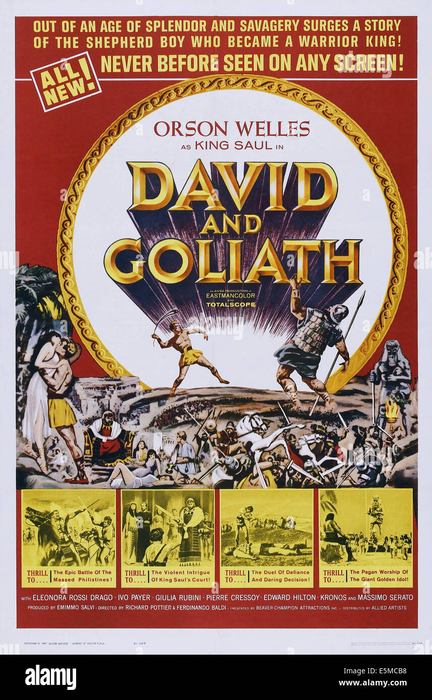 DAVID AND GOLIATH, (aka DAVID E GOLIA), poster art, 1960 Stock Photo ...