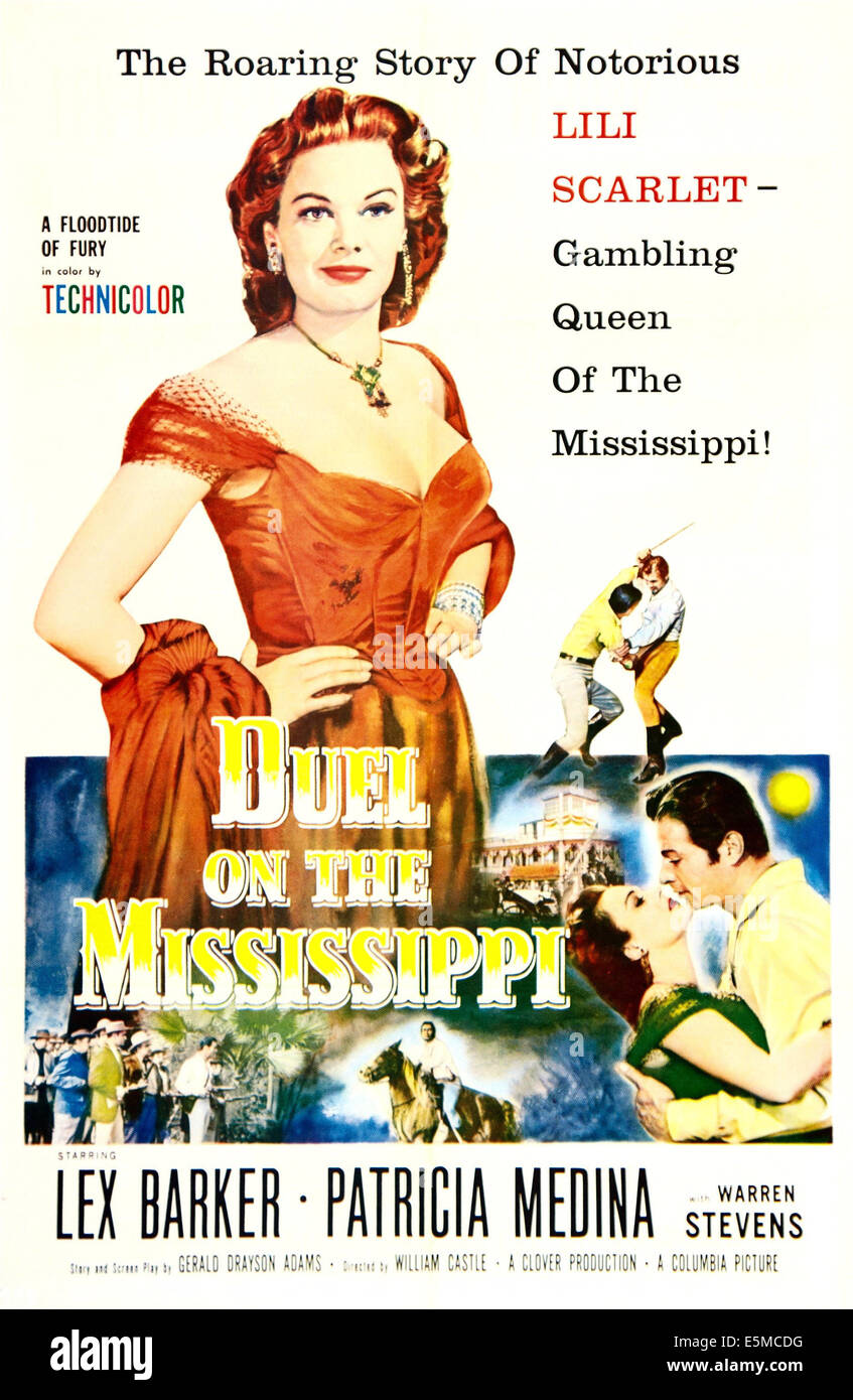 DUEL ON THE MISSISSIPPI, US poster, Patricia Medina, Lex barker, 1955 ...