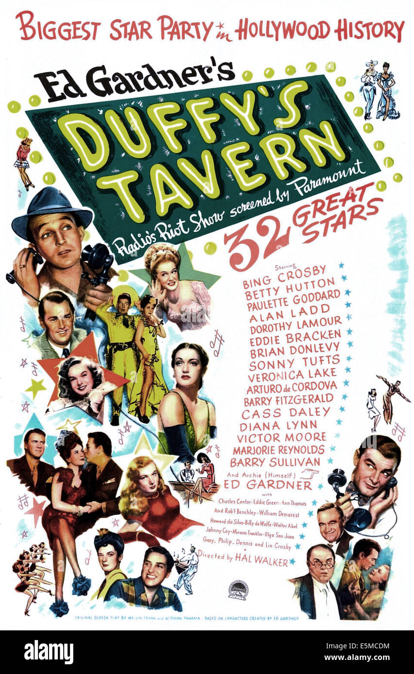 DUFFY'S TAVERN, US poster, Bing Crosby (top left), 1945 Stock Photo - Alamy