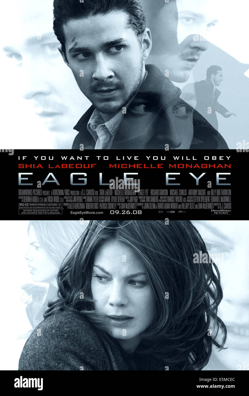 EAGLE EYE, from top: Shia LaBeouf, Michelle Monaghan, 2008. ©DreamWorks ...