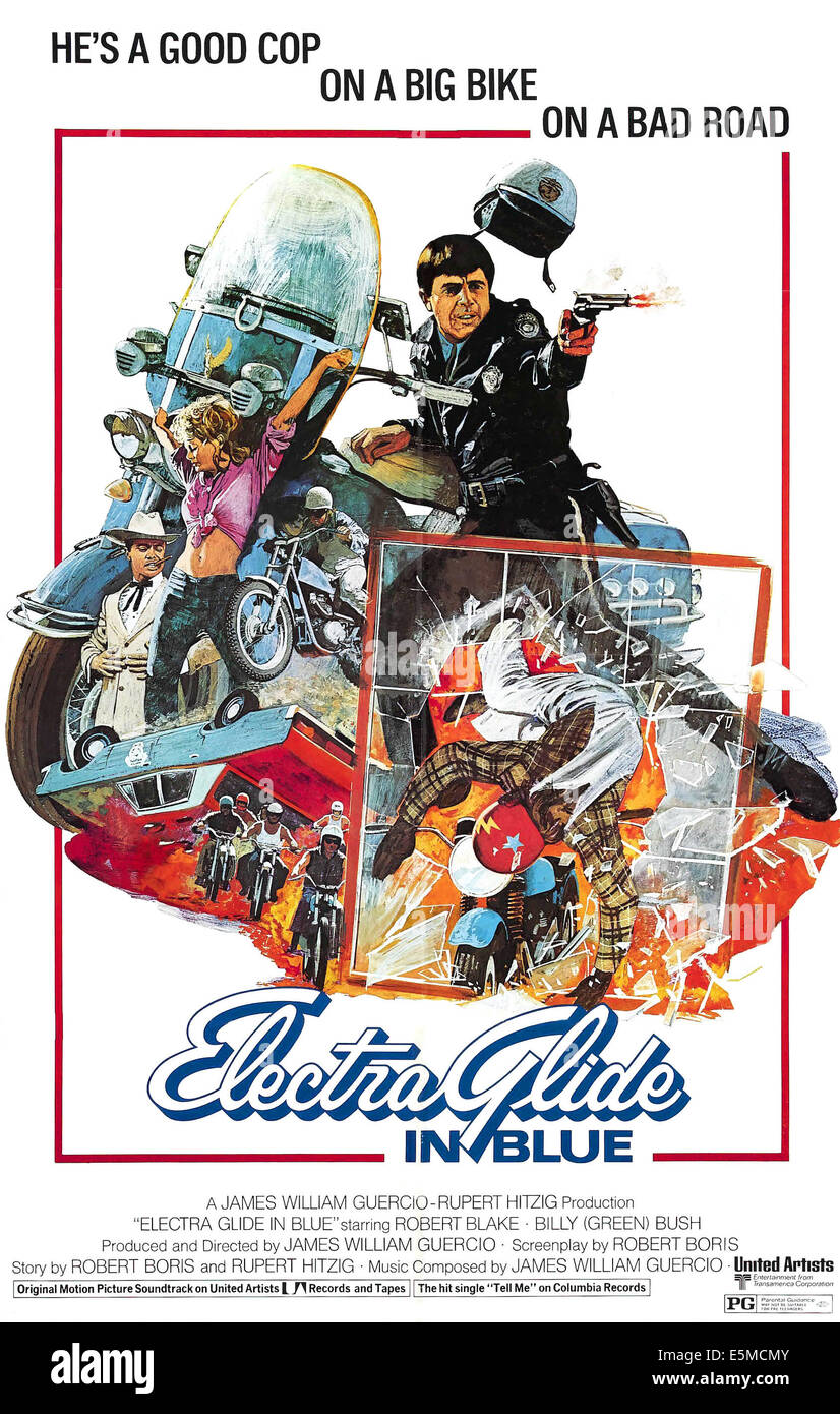 ELECTRA GLIDE IN BLUE, Robert blake (gun), 1973 Stock Photo - Alamy