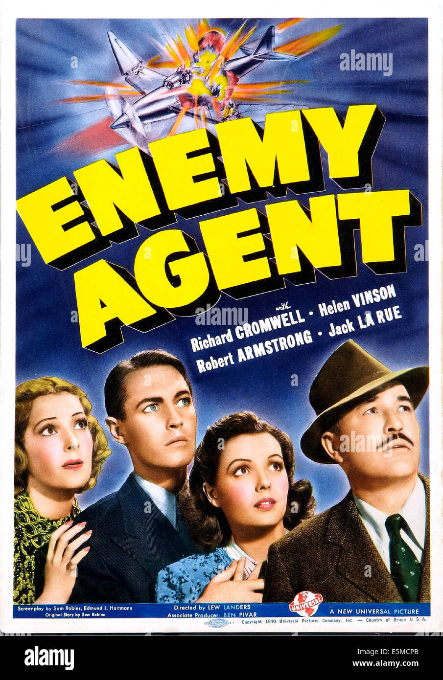 ENEMY AGENT, US poster, from left: Helen Vinson, Richard Cromwell ...