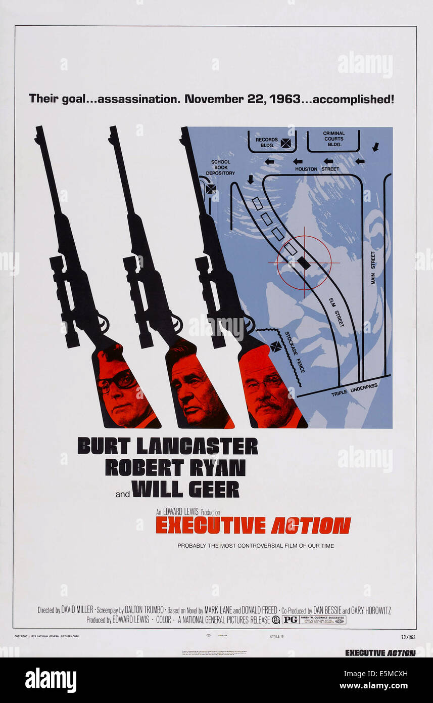 EXECUTIVE ACTION, US poster art, from left: Burt Lancaster, Robert Ryan ...