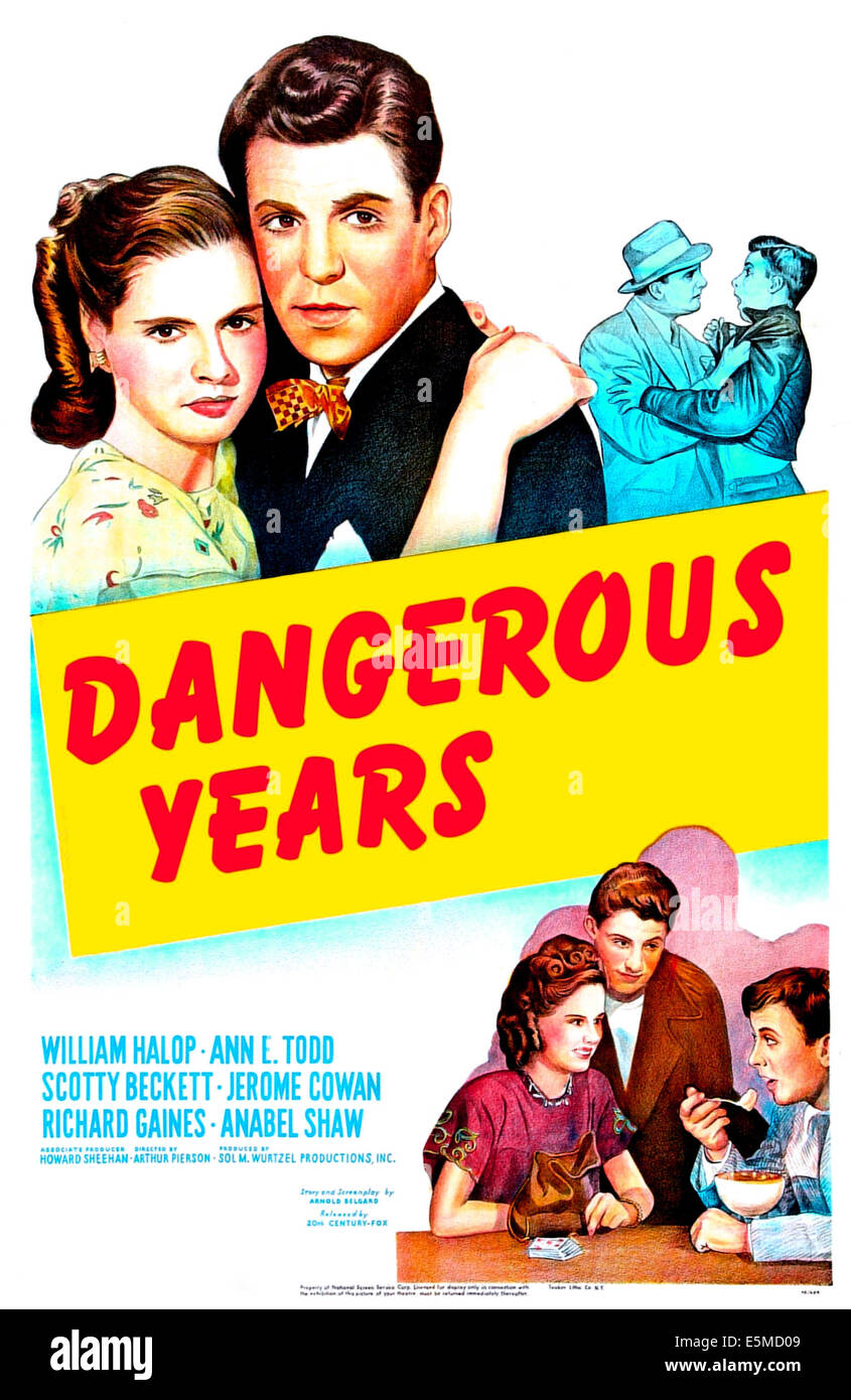 DANGEROUS YEARS, US poster, top left from left: Ann E. Todd, William ...