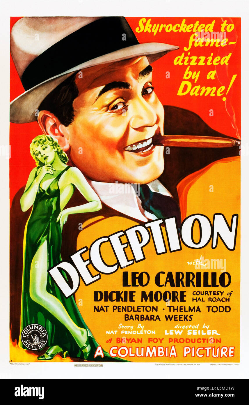 DECEPTION, US poster art, Leo Carrillo, 1932 Stock Photo - Alamy