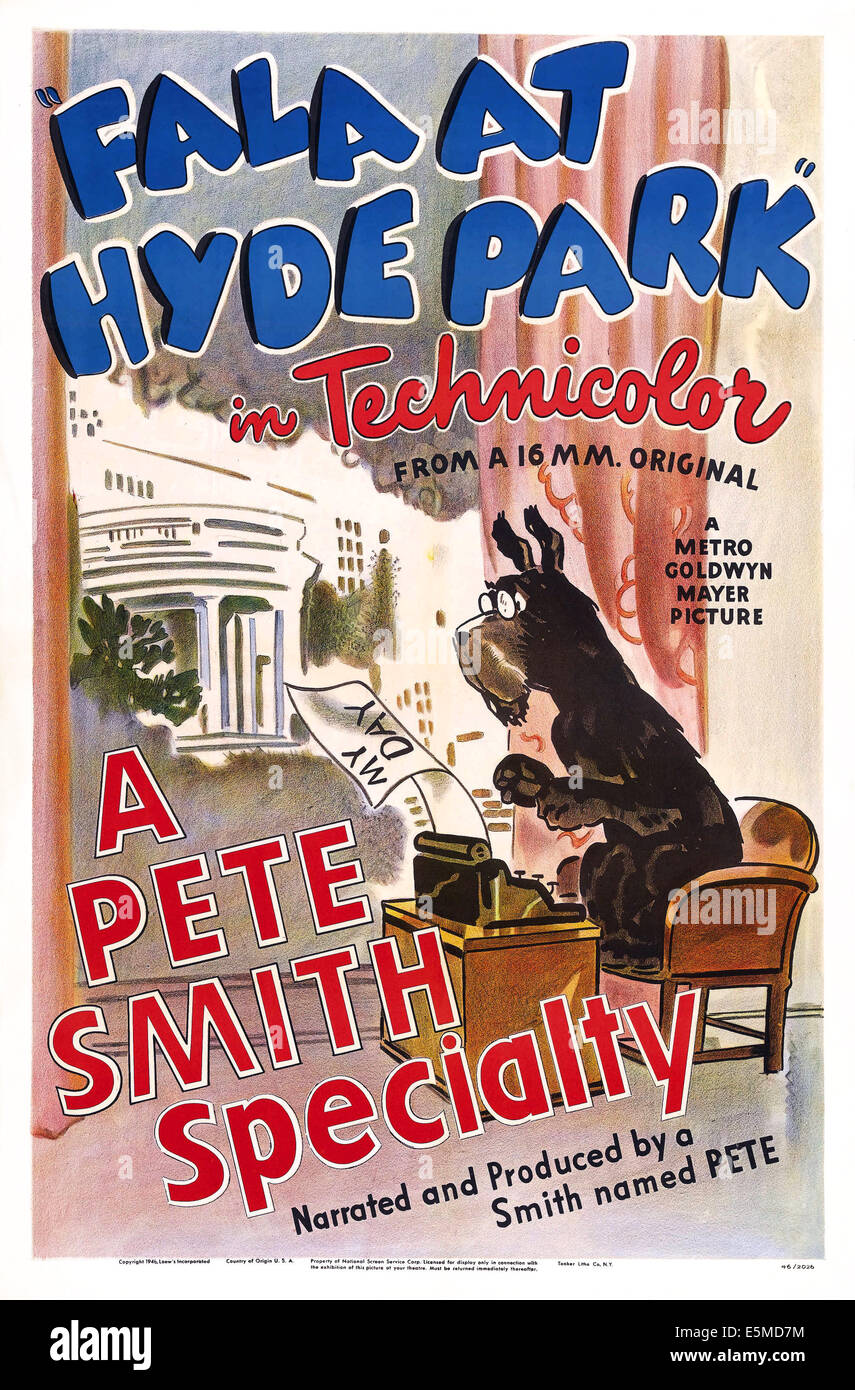 FALA AT HYDE PARK, US poster art, Fala, President Franklin D. Roosevelt ...