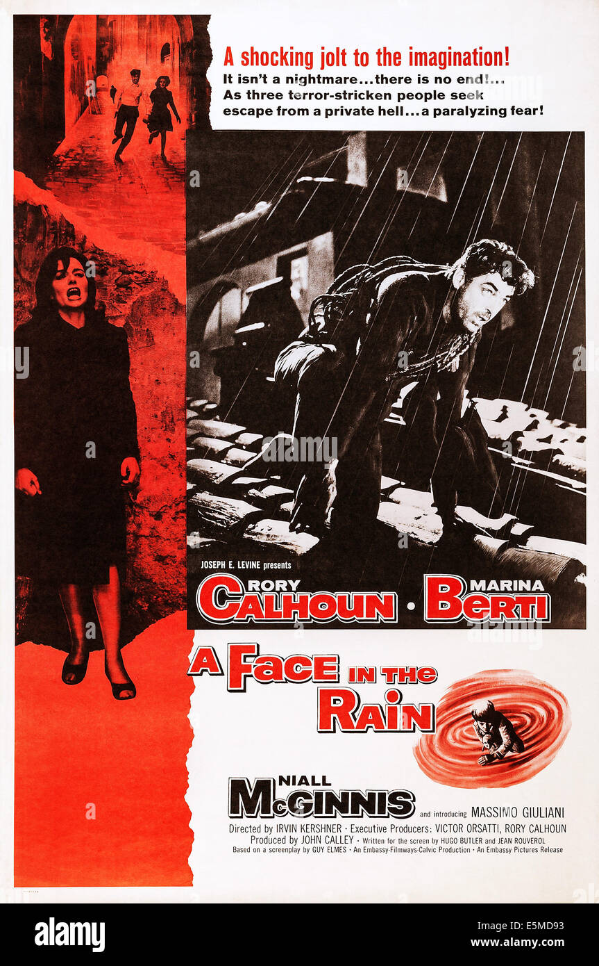 A FACE IN THE RAIN, US poster art, Rory Calhoun, (center), 1963 Stock ...