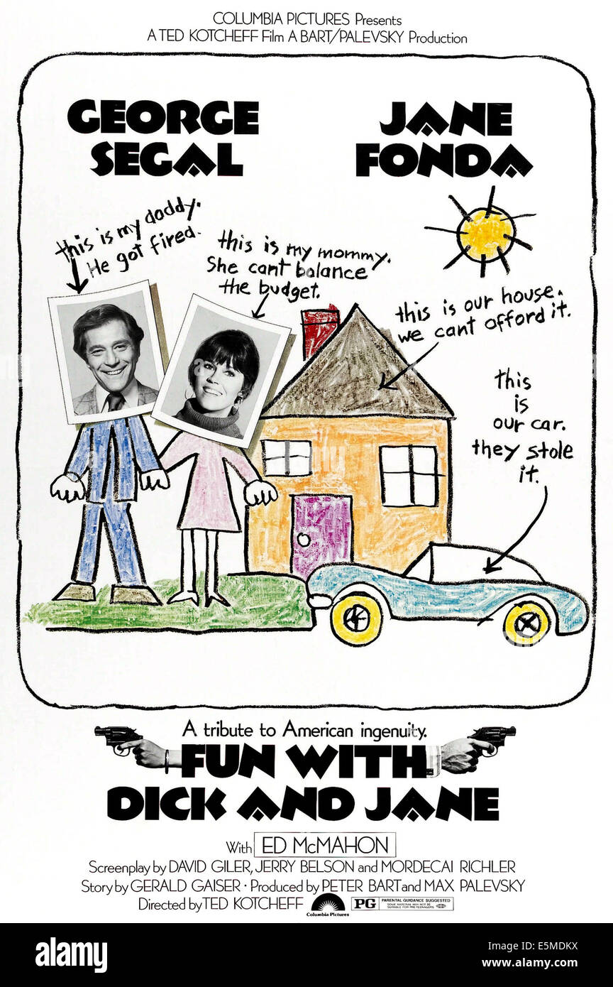 FUN WITH DICK AND JANE, from left, George Segal, Jane Fonda, 1977 Stock ...