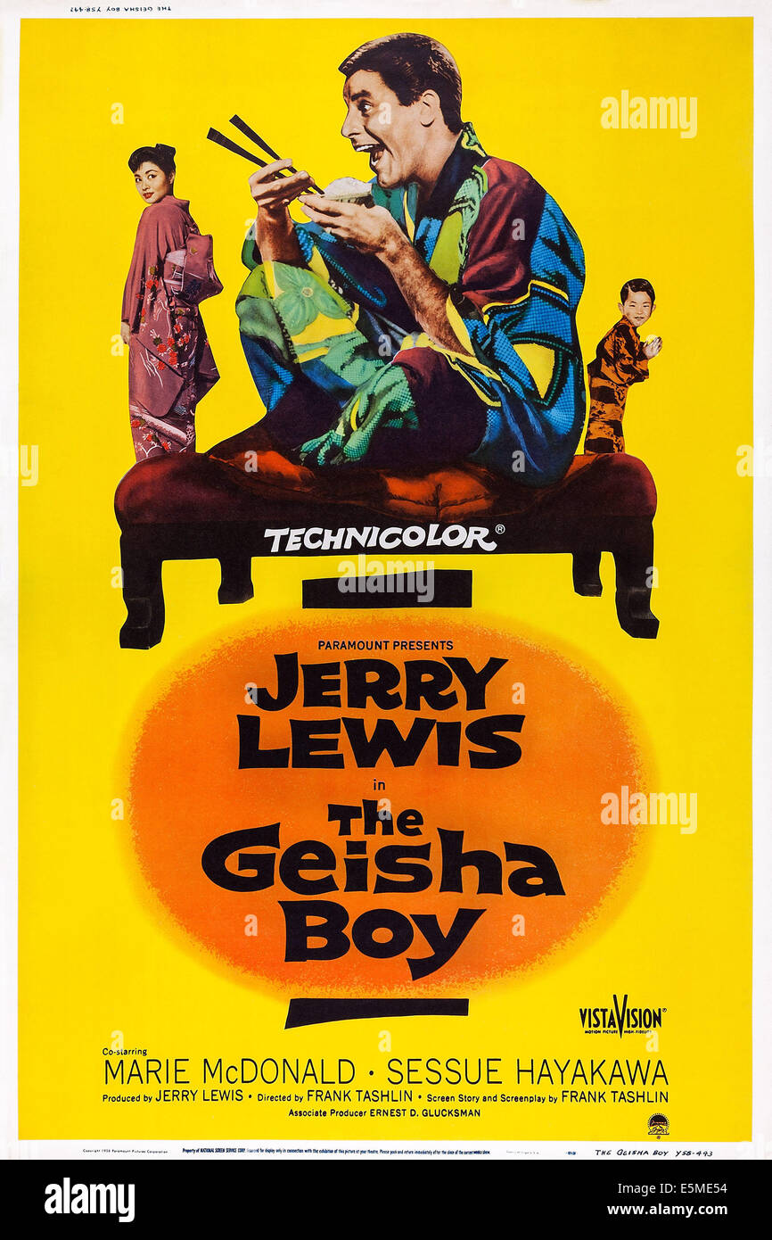 THE GEISHA BOY, US poster art, from left: Nobu McCarthy, Jerry Lewis ...