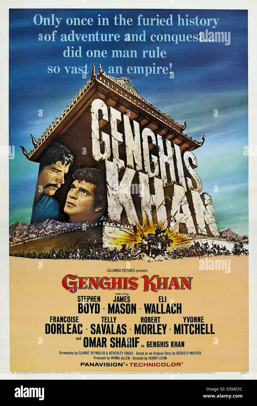GENGHIS KHAN, Stephen Boyd, Omar Sharif on poster art, 1965 Stock Photo ...