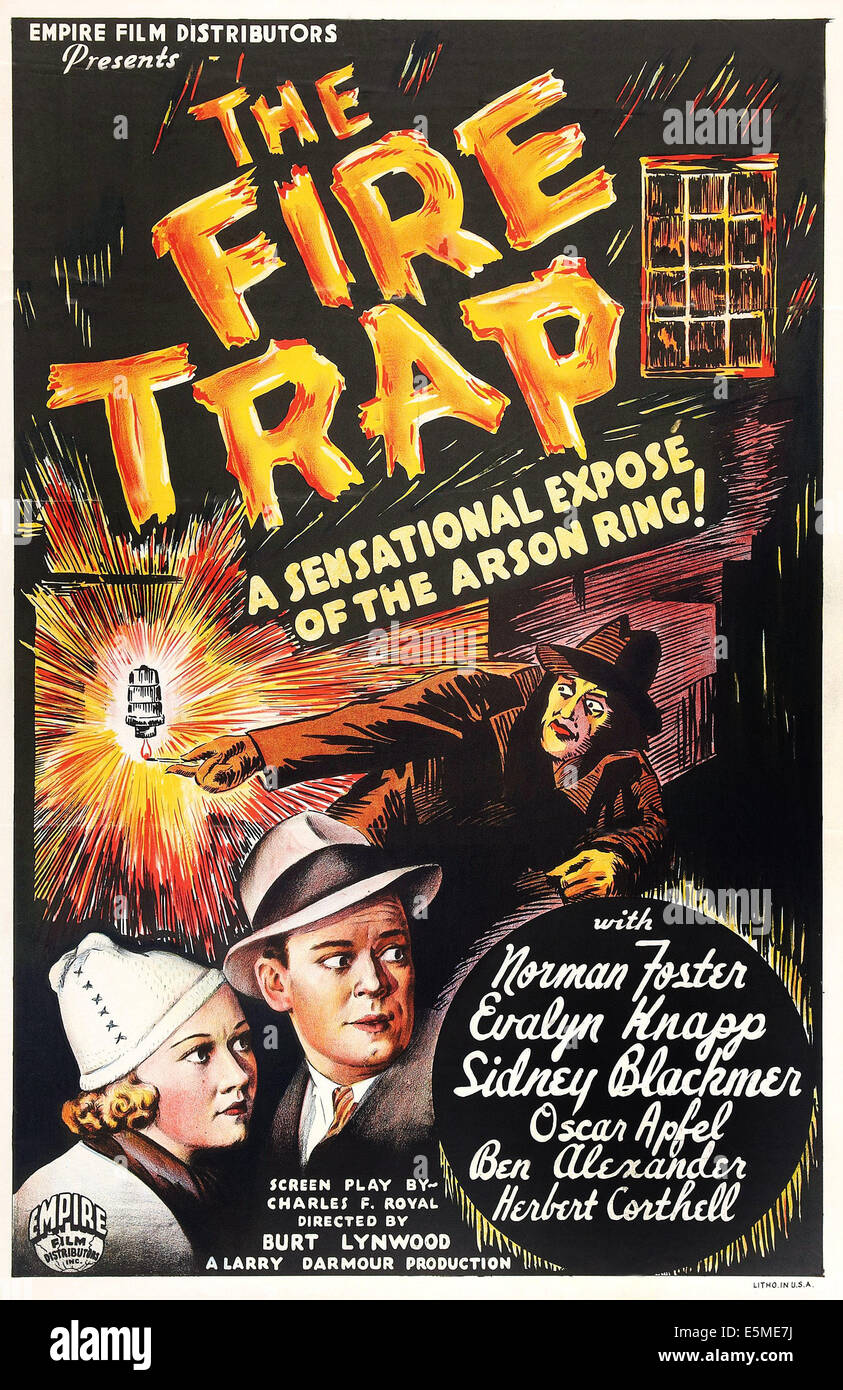 THE FIRE TRAP, US poster art, bottom from left: Evelyn Knapp, Norman ...
